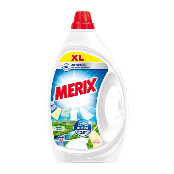 MERIX TEČNI DETERDŽENT ZA VEŠ GORSKA SVEŽINA 55 PRANJA 2.475L za samo ...